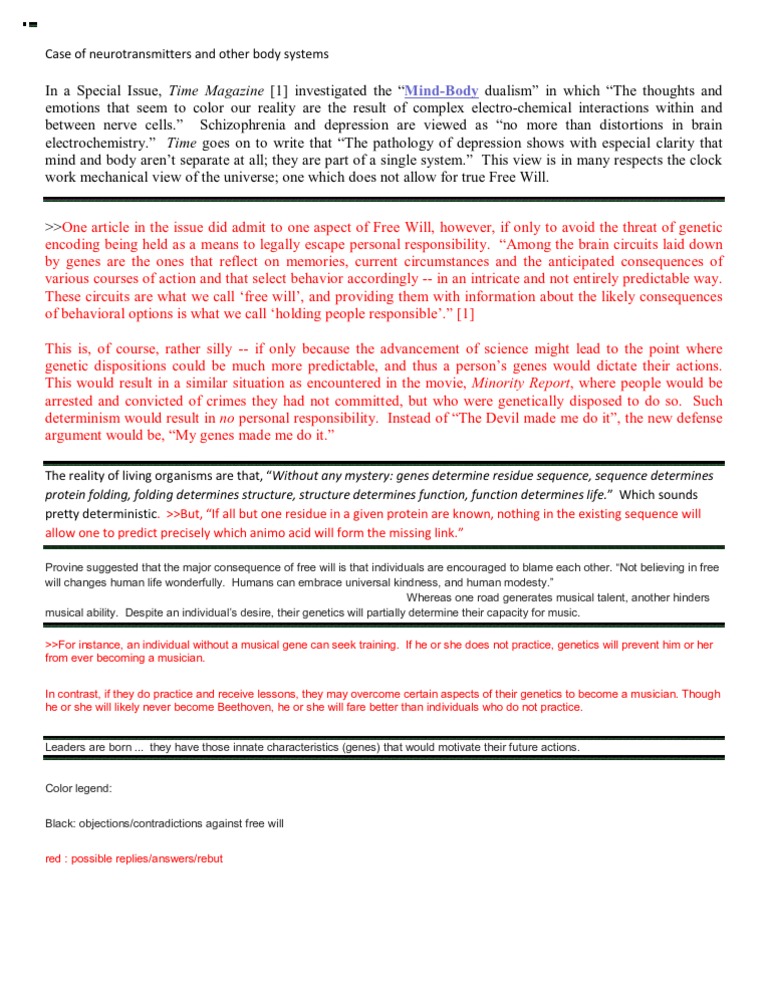 Possible Contradictions Against Free Will | PDF