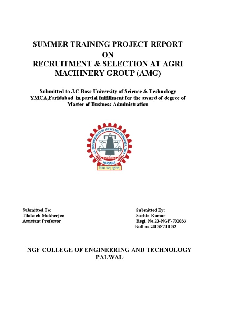 Sachin Summer Training Report NEW | PDF | Recruitment | Sampling (Statistics)