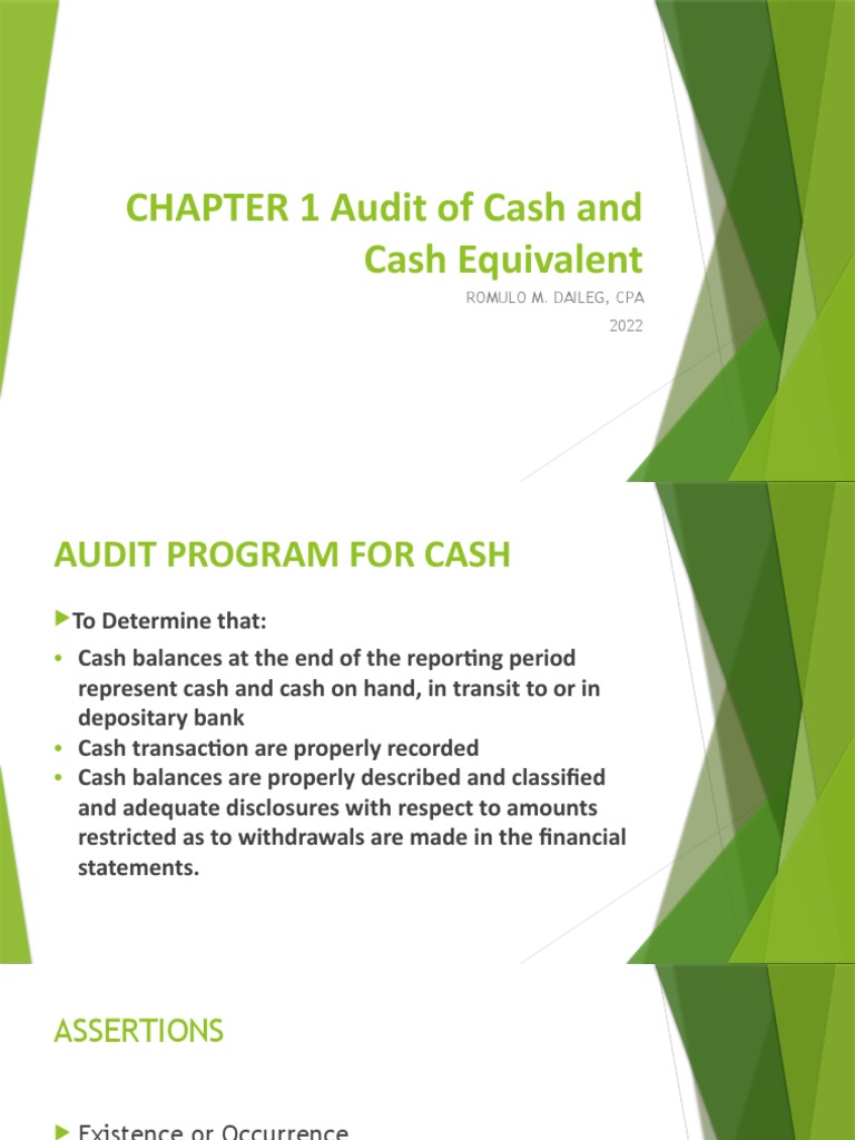 CHAPTER 1 Audit of Cash and Cash Equivalent | PDF | Audit | Banks