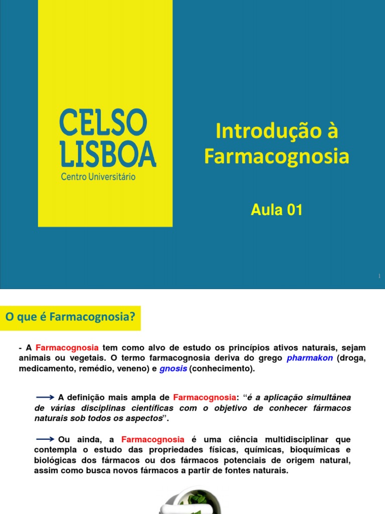 Aula 01 - Introdução À Farmacognosia | PDF | Metabolismo | Farmacognosia