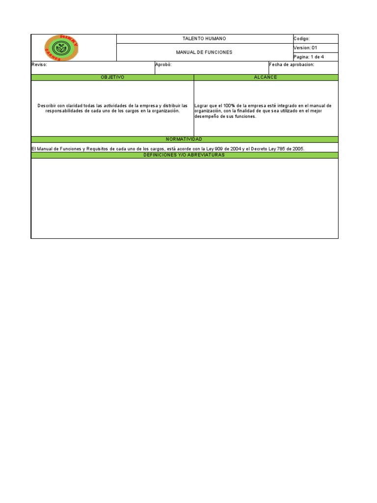 Formato Manual de Funciones | Descargar gratis PDF | Informática