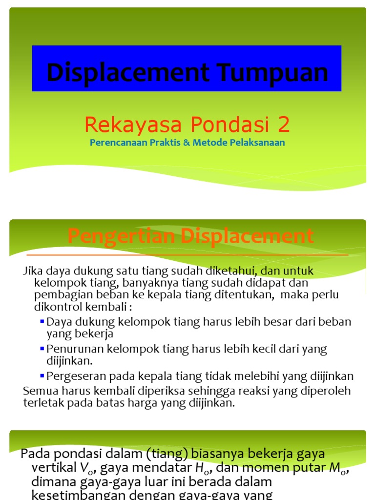 Metode Displacement Pondasi Tiang | PDF