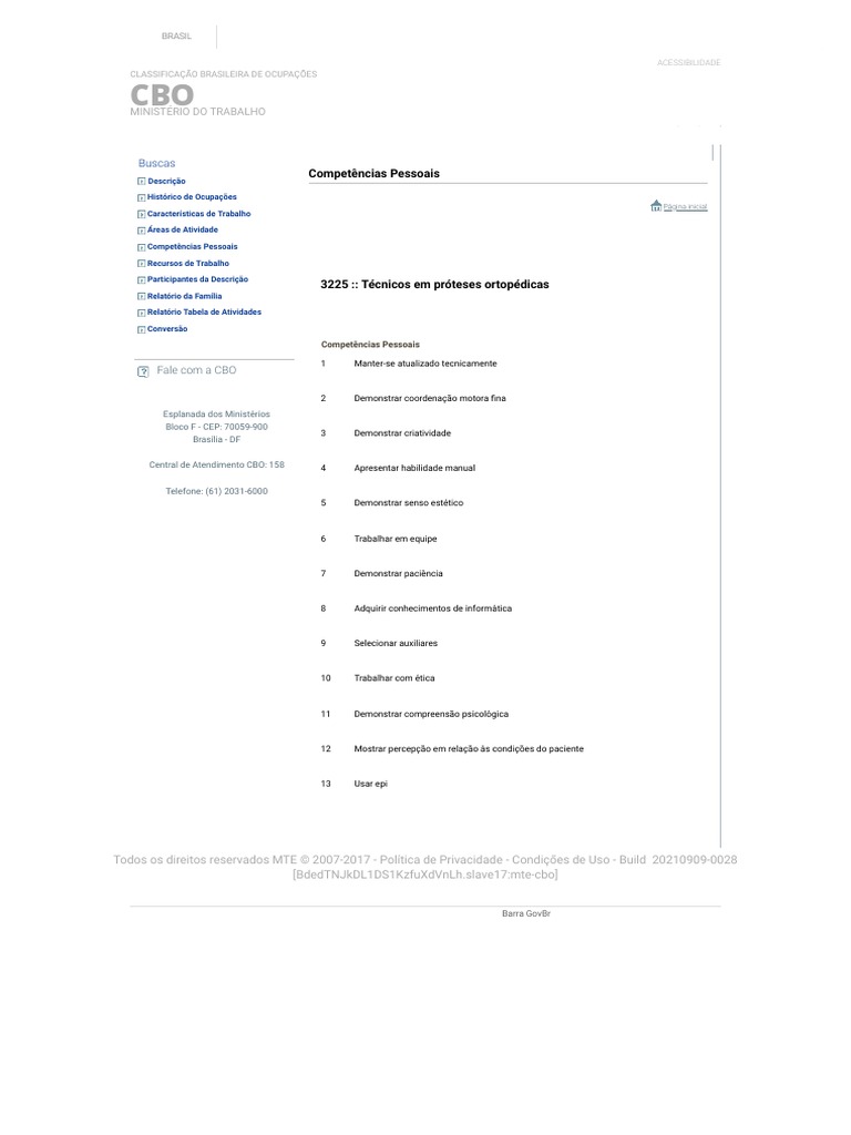 CBO - Competências Pessoais - 5.1.7 | PDF