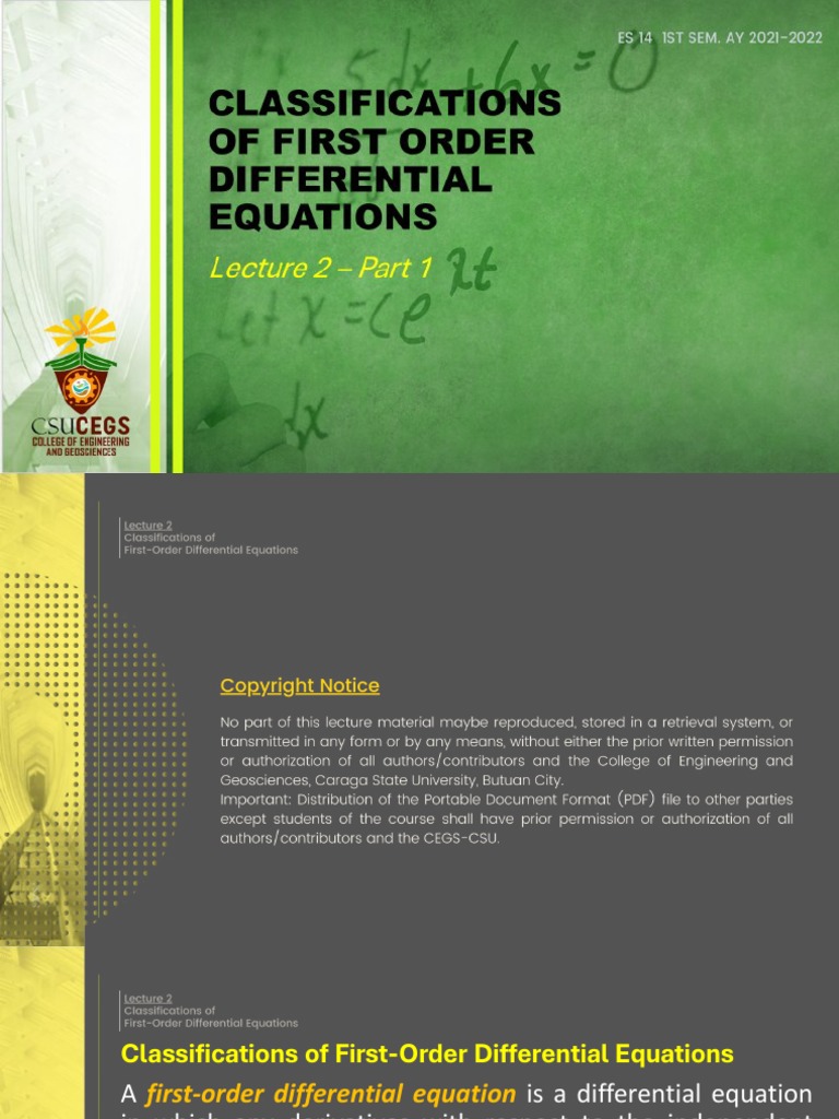 03 ES 14 Classifications of First-Order DEs - Part 2 | PDF ...