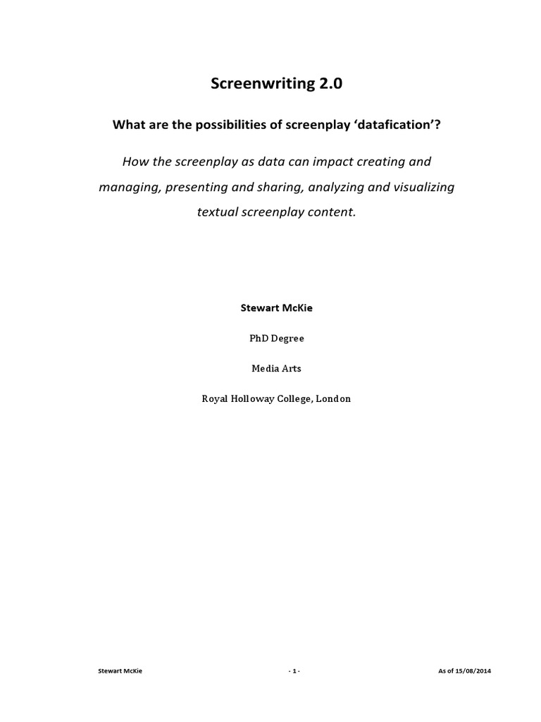 PHD Submission 02 | PDF | Screenplay | Analytics