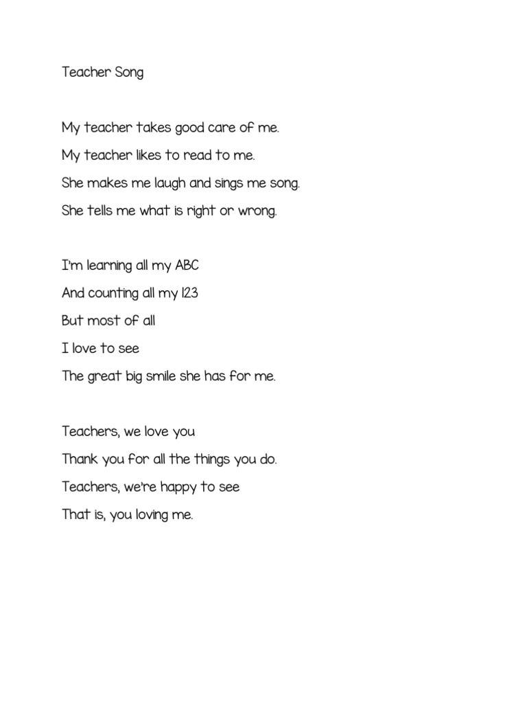 Heartfelt Teacher Appreciation Song | PDF