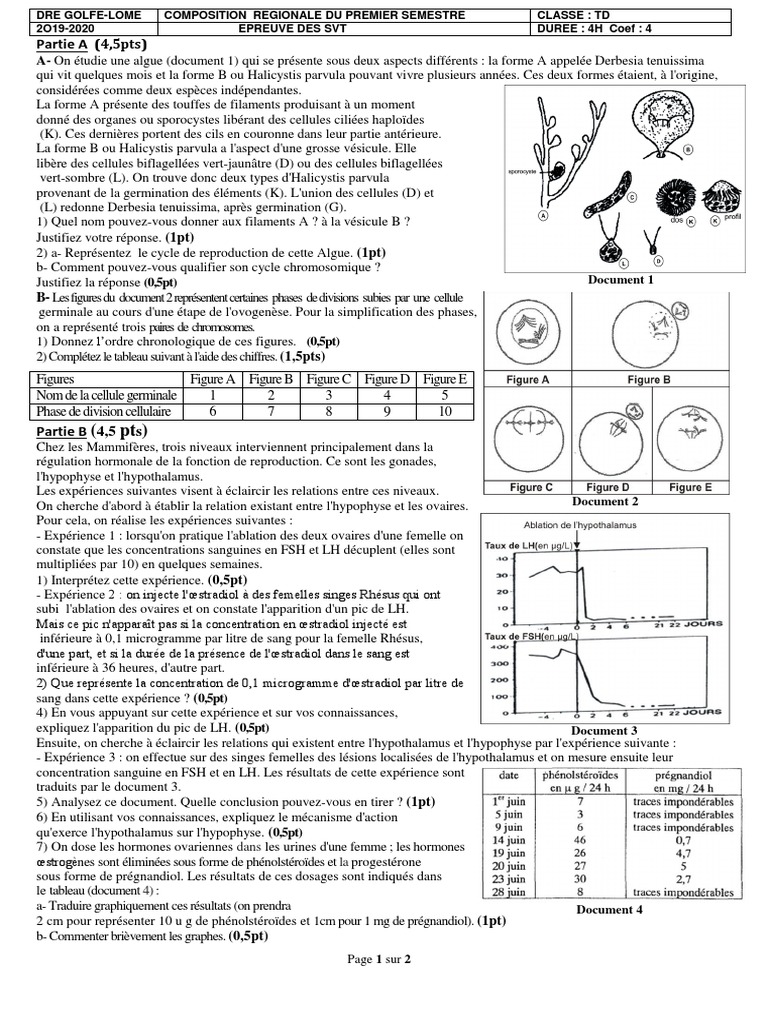 Composition régionale SVT Togo 2024 | PDF | Hypothalamus | Cellule ...