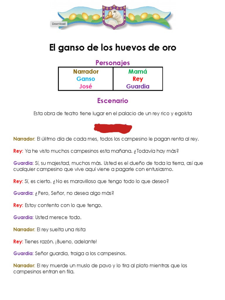 El Ganso de Los Huevos de Oro, Script | PDF