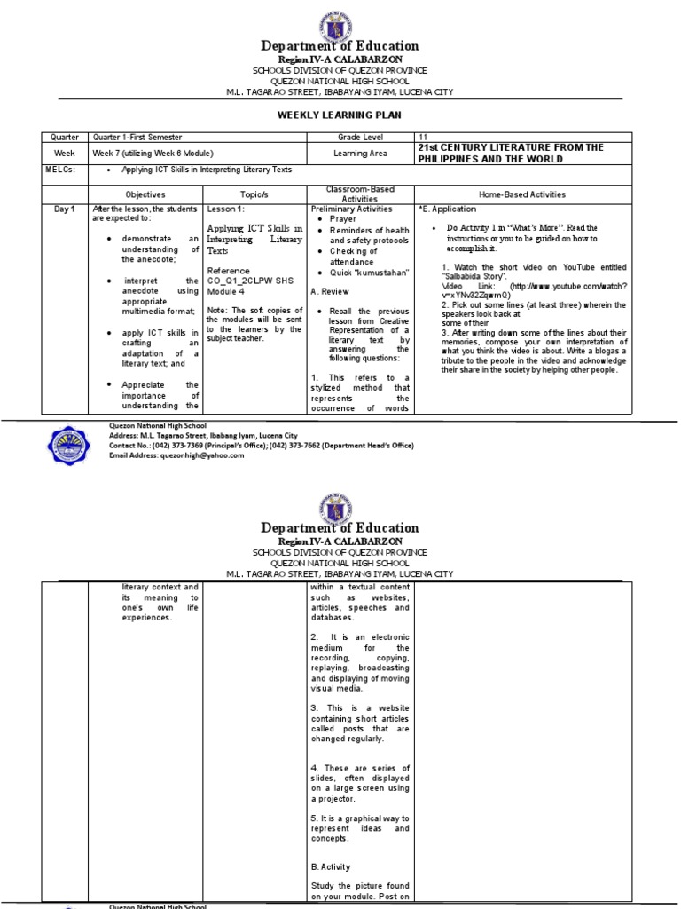 21st WLP WEEEKS 7 and 8 Utilizing Weeks 6 and 7 Modules | PDF | Educational Technology | Learning
