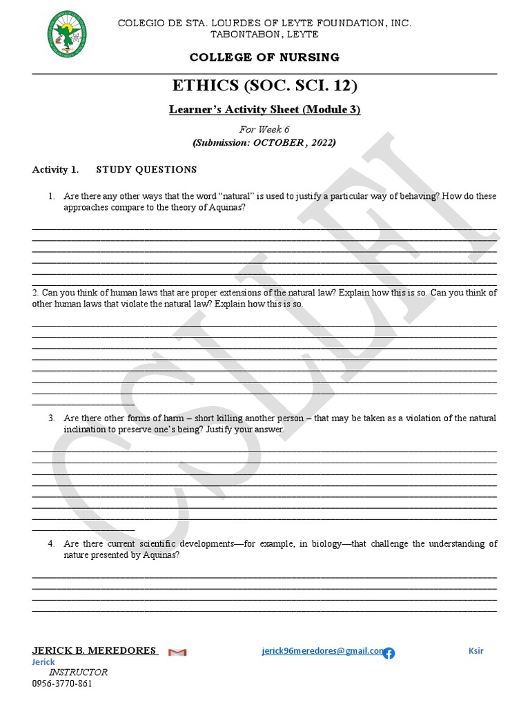 Ethics Mod. 3 Activity Sheet 6 | PDF | Science | Social Institutions