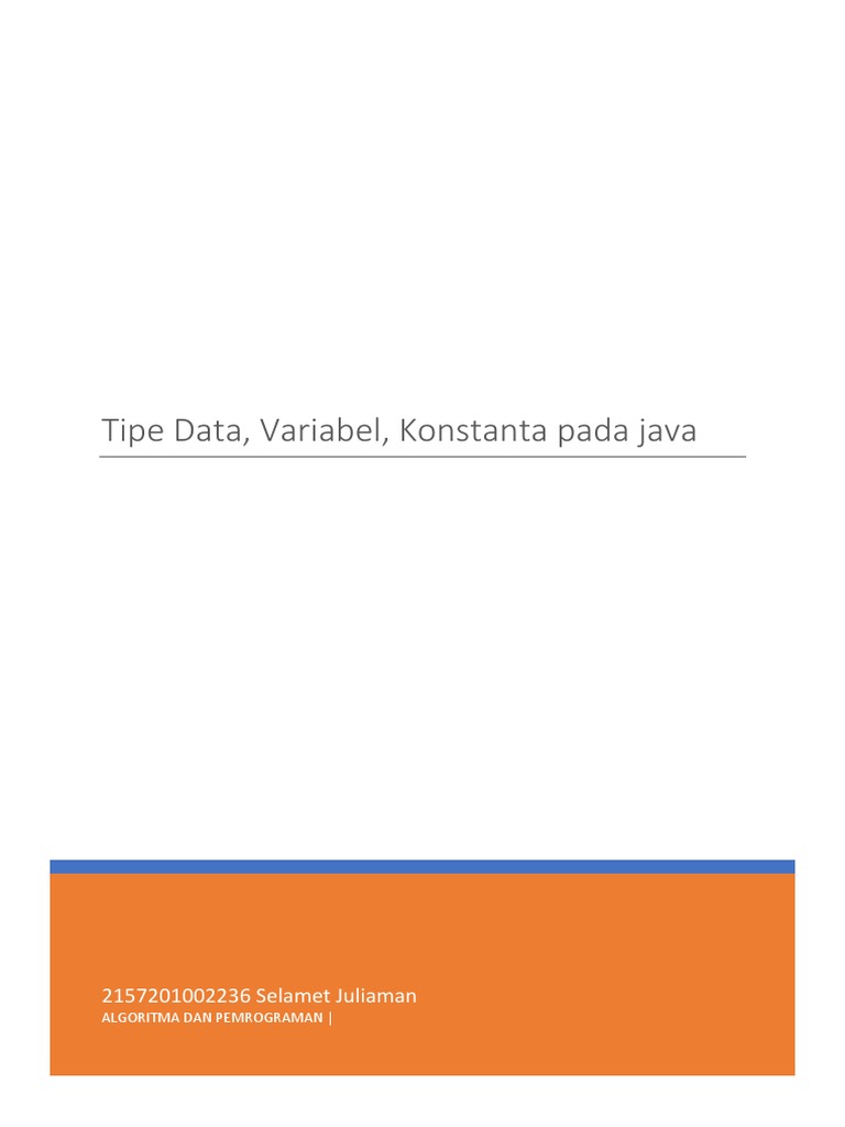 Tipe Data, Variabel, Konstanta Pada Java - STJN | PDF