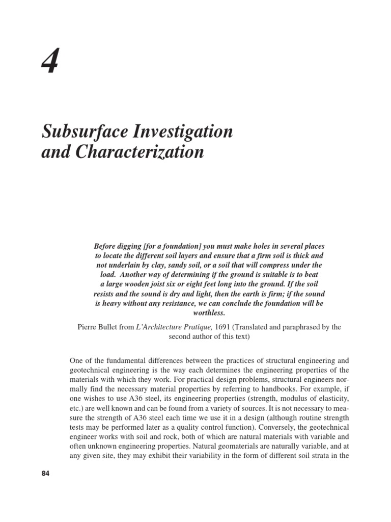 04 Subsurface Investigation And Characterization Pdf Strength Of