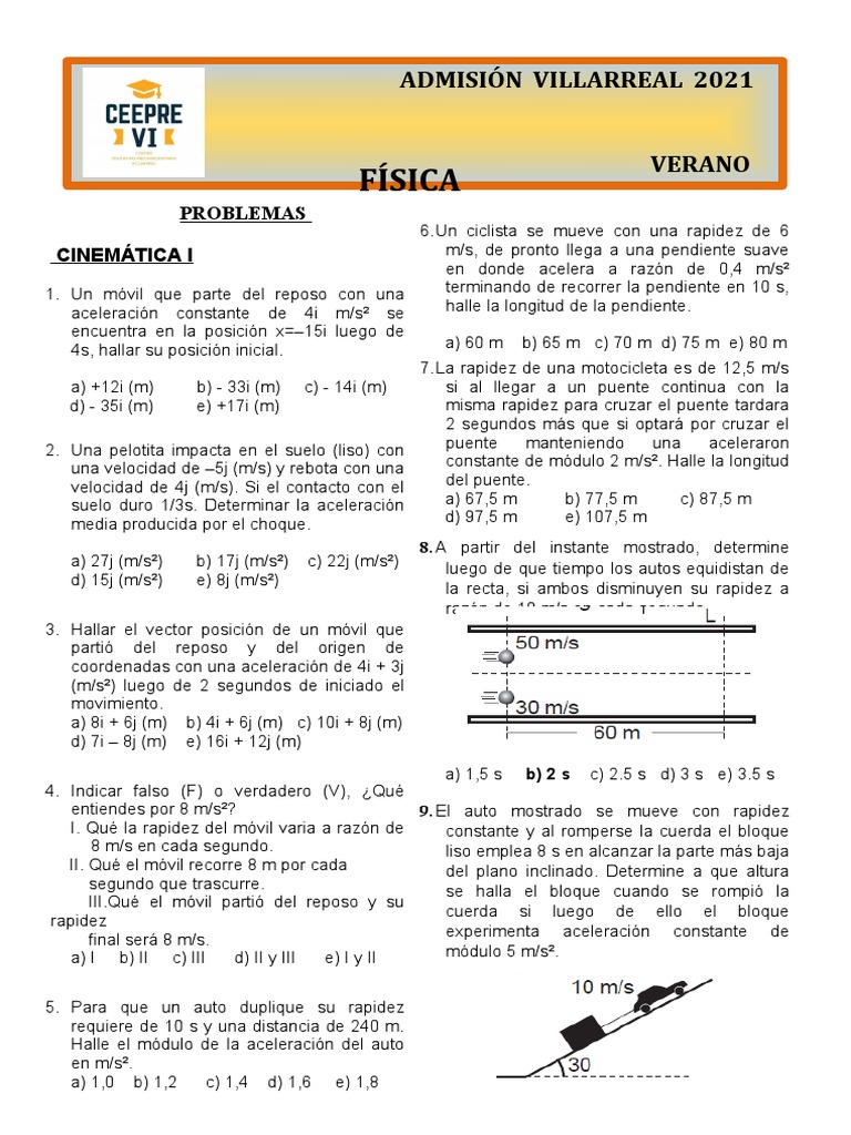 Fisica - Cinematica.i-Ii - Verano2021 Ceeprevi Sem2 | PDF | Aceleración | Velocidad