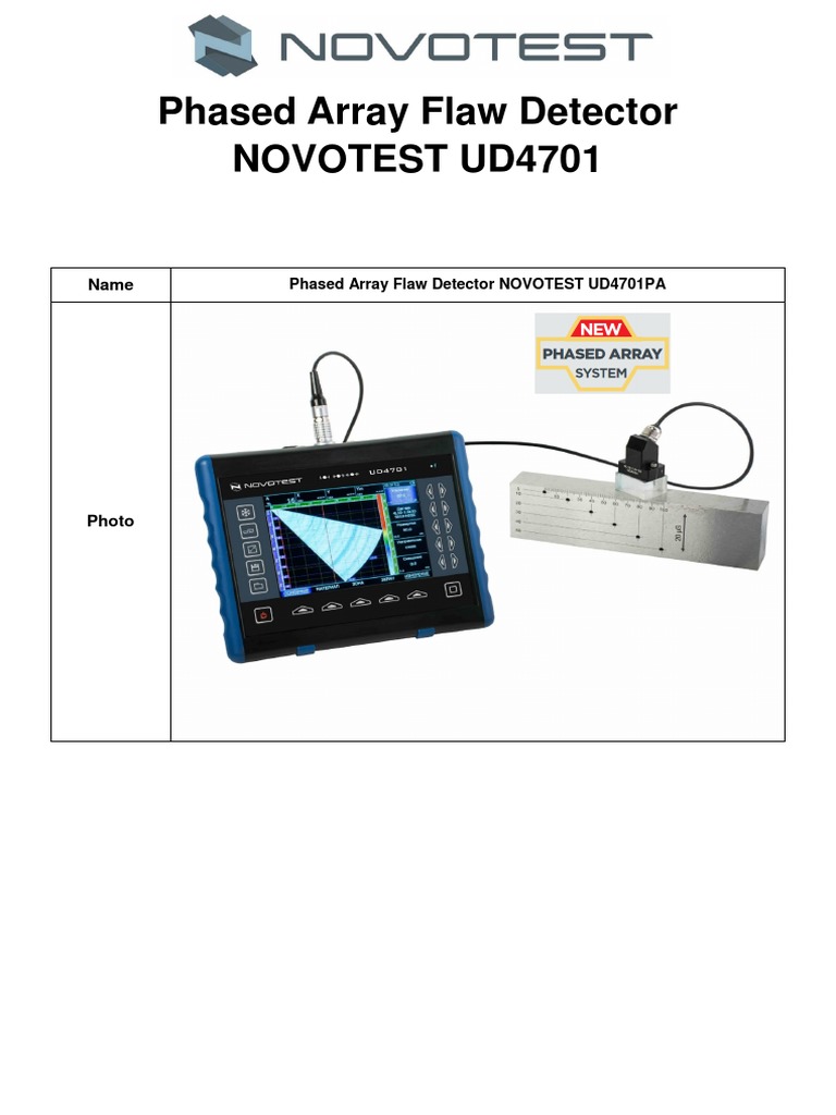Brochure of Phased Array Flaw Detector NOVOTEST UD4701 | PDF | Image ...