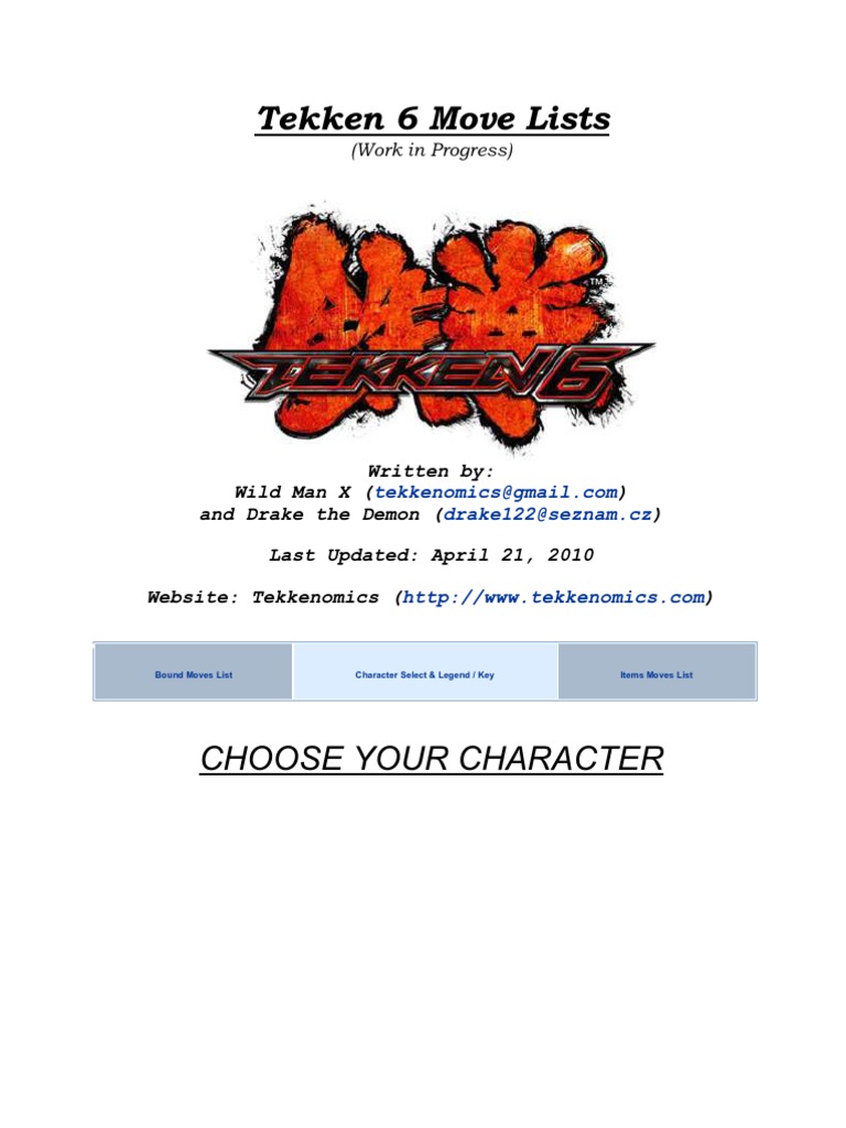Tekken 6 Move Lists: A Comprehensive Reference for Character Moves ...