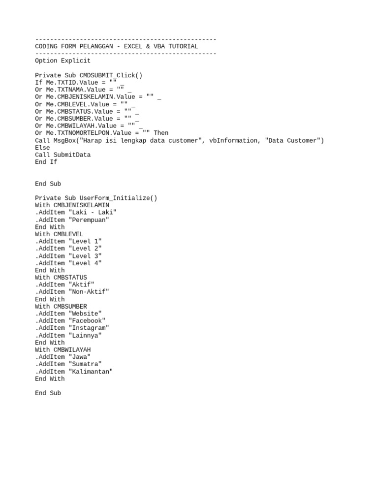 Coding Form Pelanggan | PDF | Computers