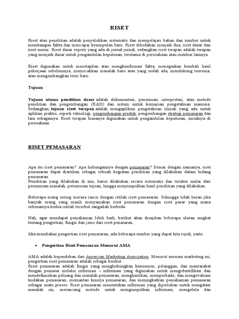 Riset Pemasaran: Pengertian dan Fungsi | PDF | Bisnis | Pengelolaan ...