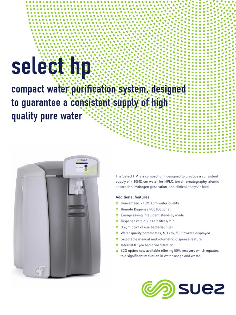 SUEZ SelectHP Datasheet November2018 | PDF | Water | Purified Water