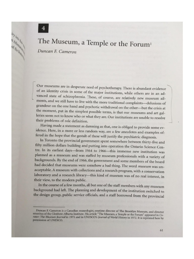 The Museum, A Temple or The Forum, Duncan F. Cameron | PDF