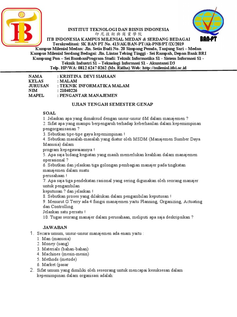 Uts Pengantar Management | PDF