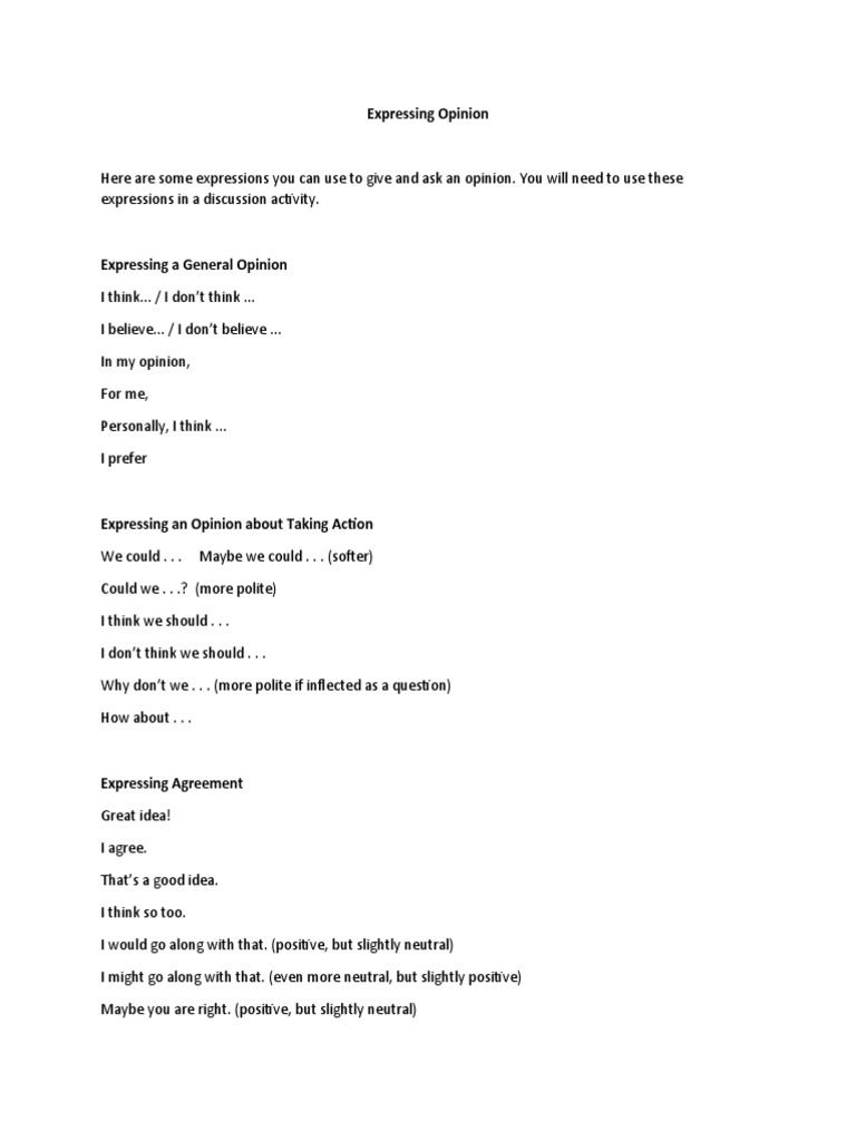 Expressing Opinion | PDF