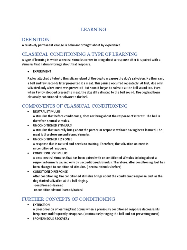 Learning: Classical vs Operant Conditioning | PDF | Classical Conditioning | Reinforcement