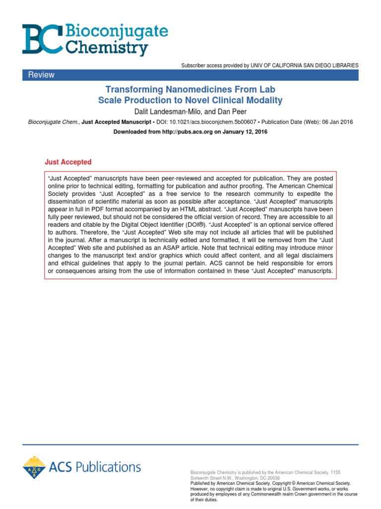 Transforming Nanomedicines From Lab Scale Production To Novel Clinical ...