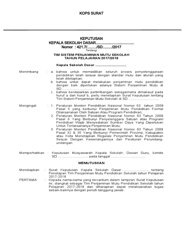 Contoh SK Tim PMP | PDF