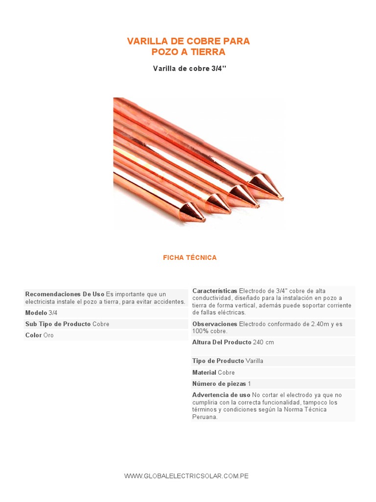Varilla de Cobre para Pozo a Tierra | PDF