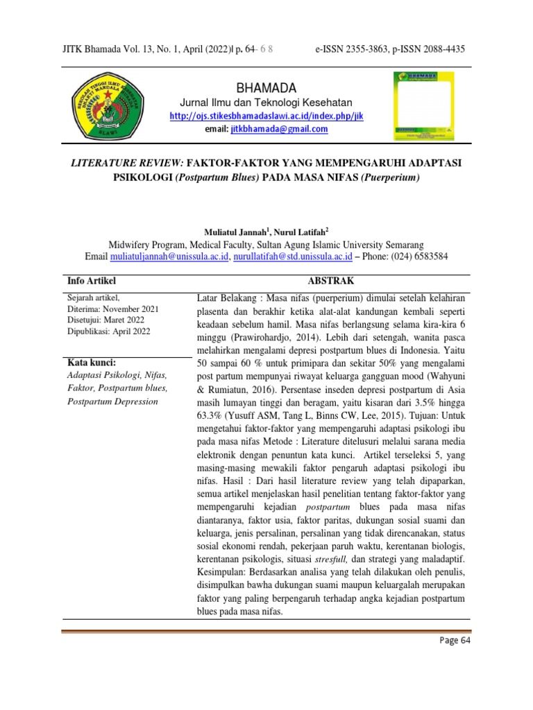 Bhamada: Literature Review: Faktor-Faktor Yang Mempengaruhi Adaptasi | PDF