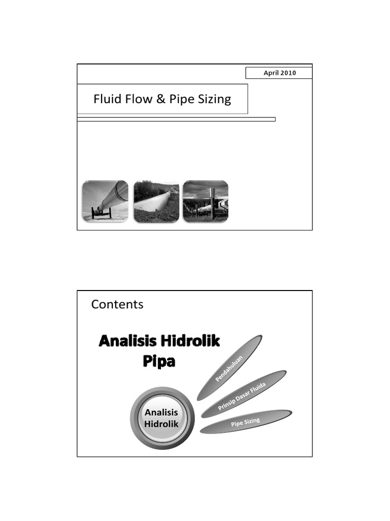 Fluid Flow & Pipe Sizing | PDF
