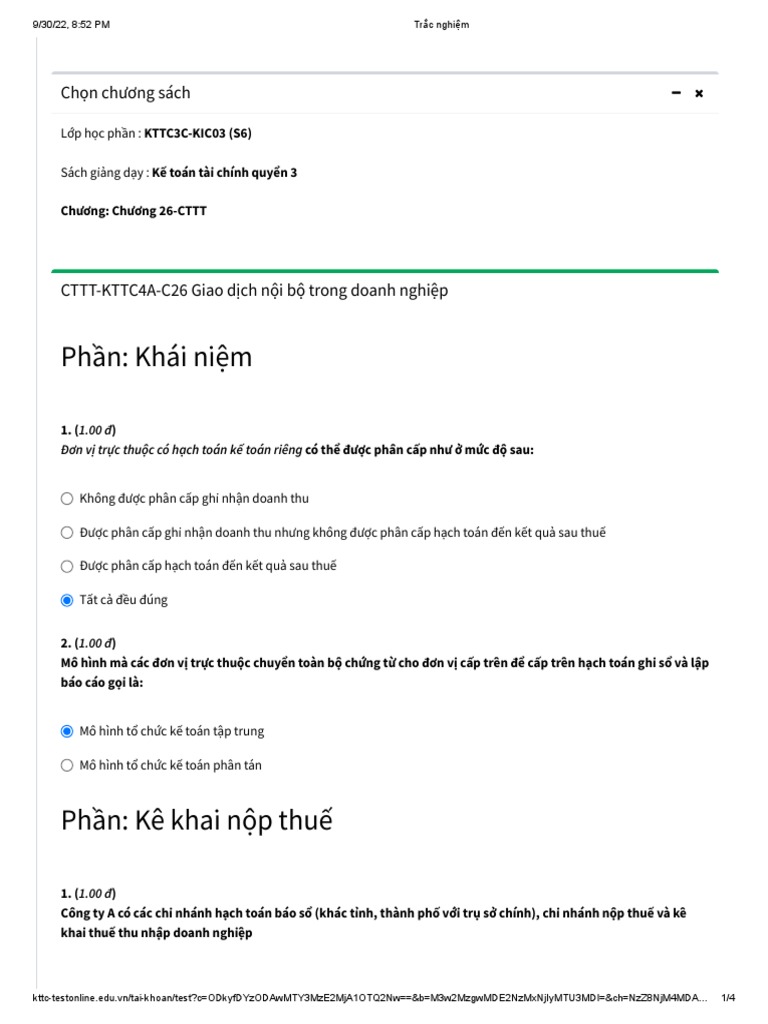 Trắc nghiệm C26 | PDF