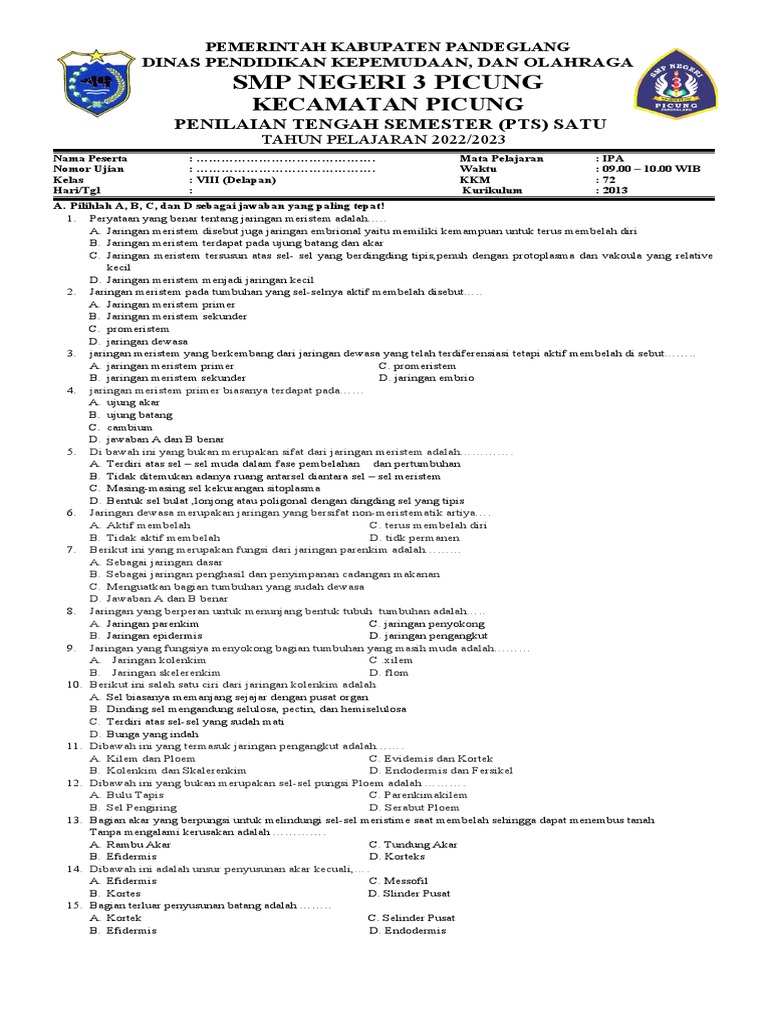 Soal PTS Ipa Kelas Viii SMT 1 | PDF