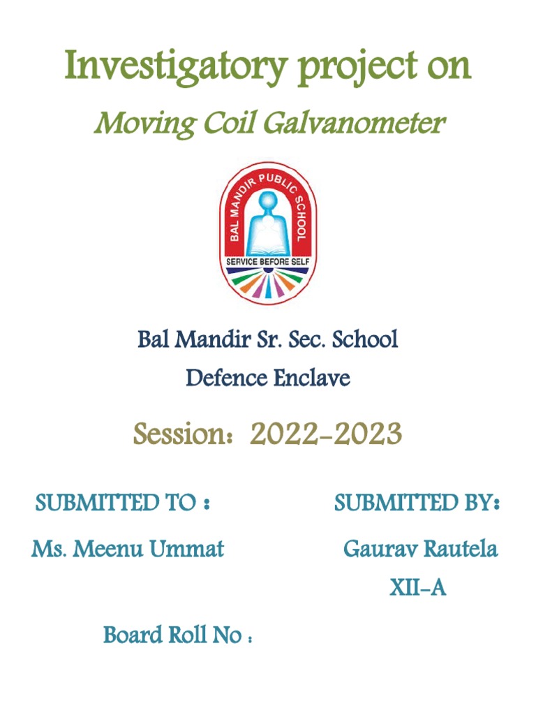 Moving Coil Galvanometer Project | PDF
