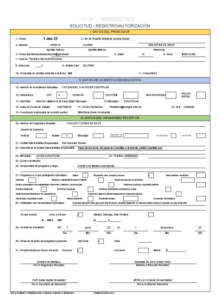 Solicitud - Registro Autorización - BT | PDF | Trabajo Social ...