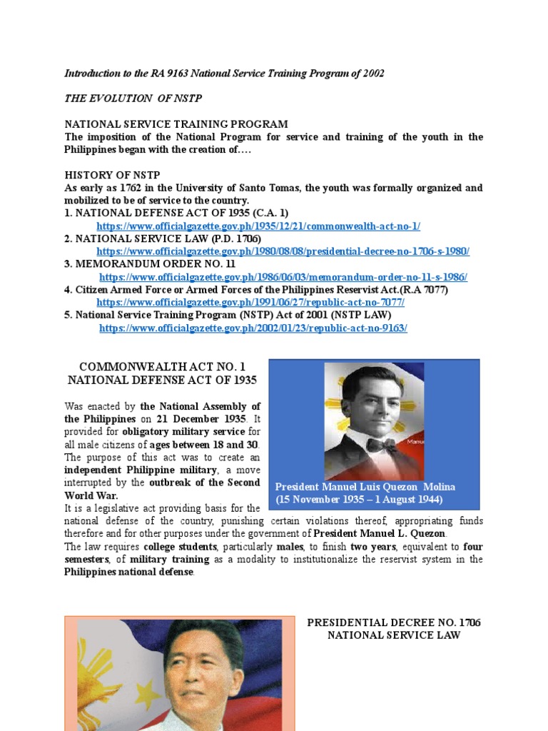 Evolution of NSTP | PDF | Reserve Officers' Training Corps | Philippines