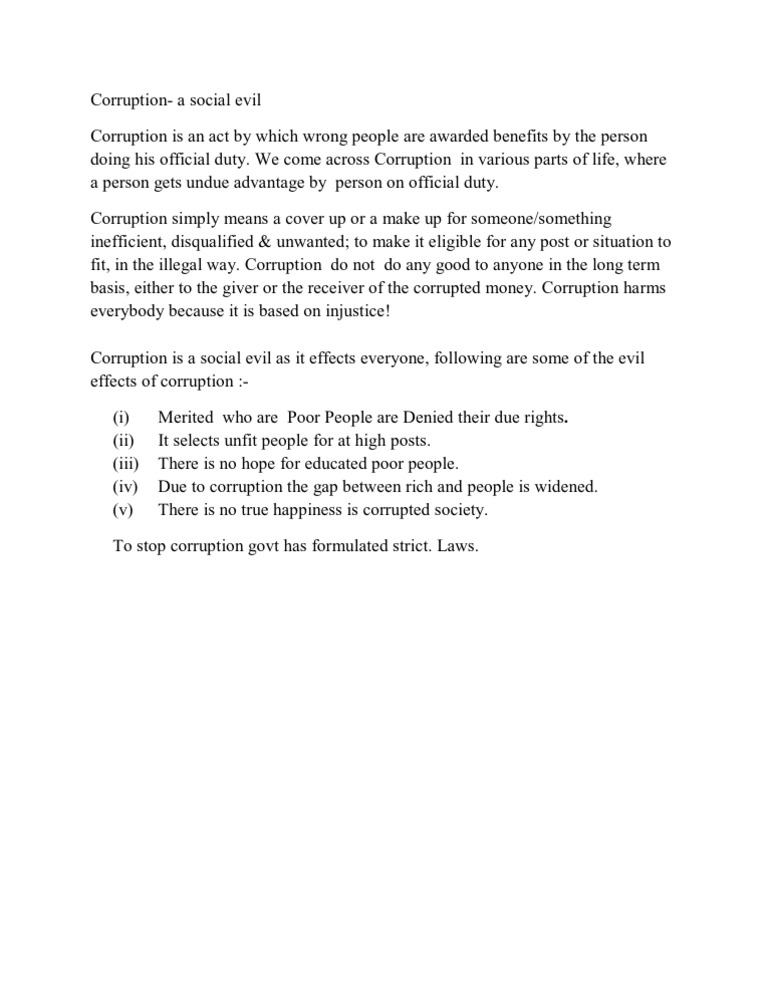 Corruption A Social Evil | PDF