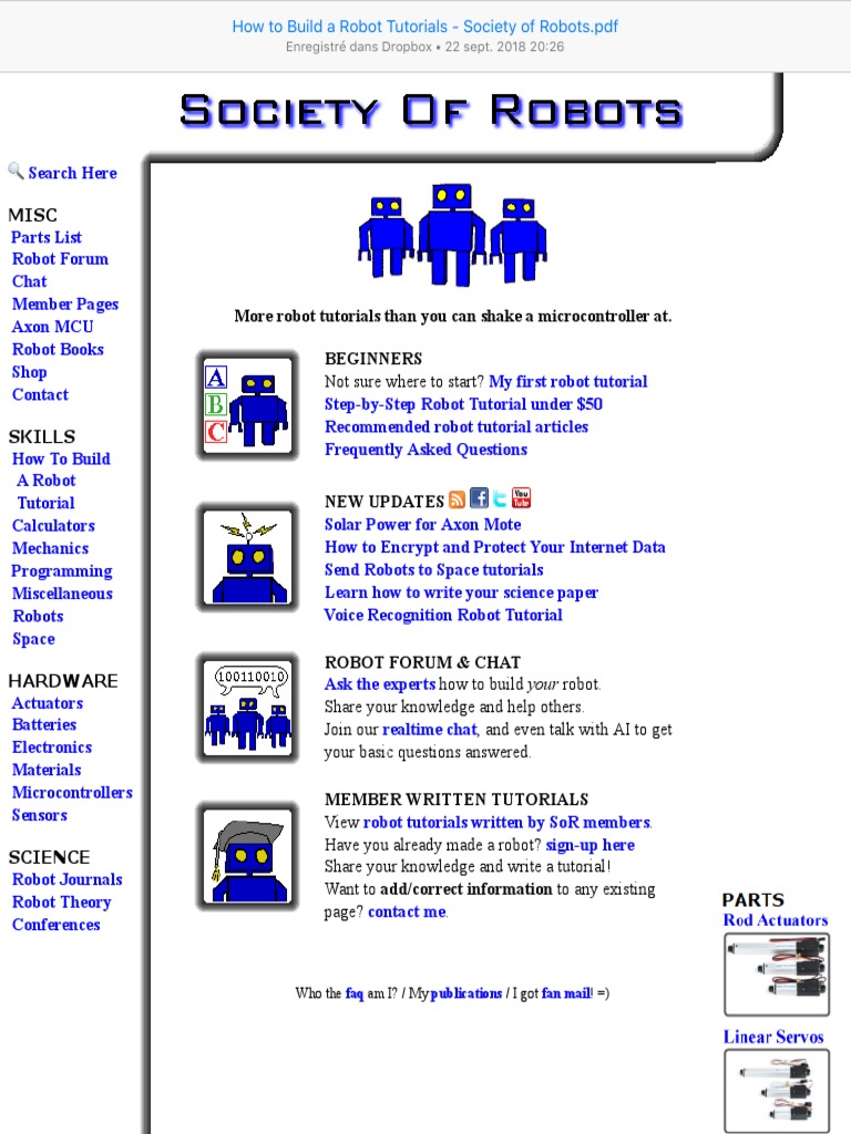 How To Build A Robot Tutorials Society Of Robots Pdf 
