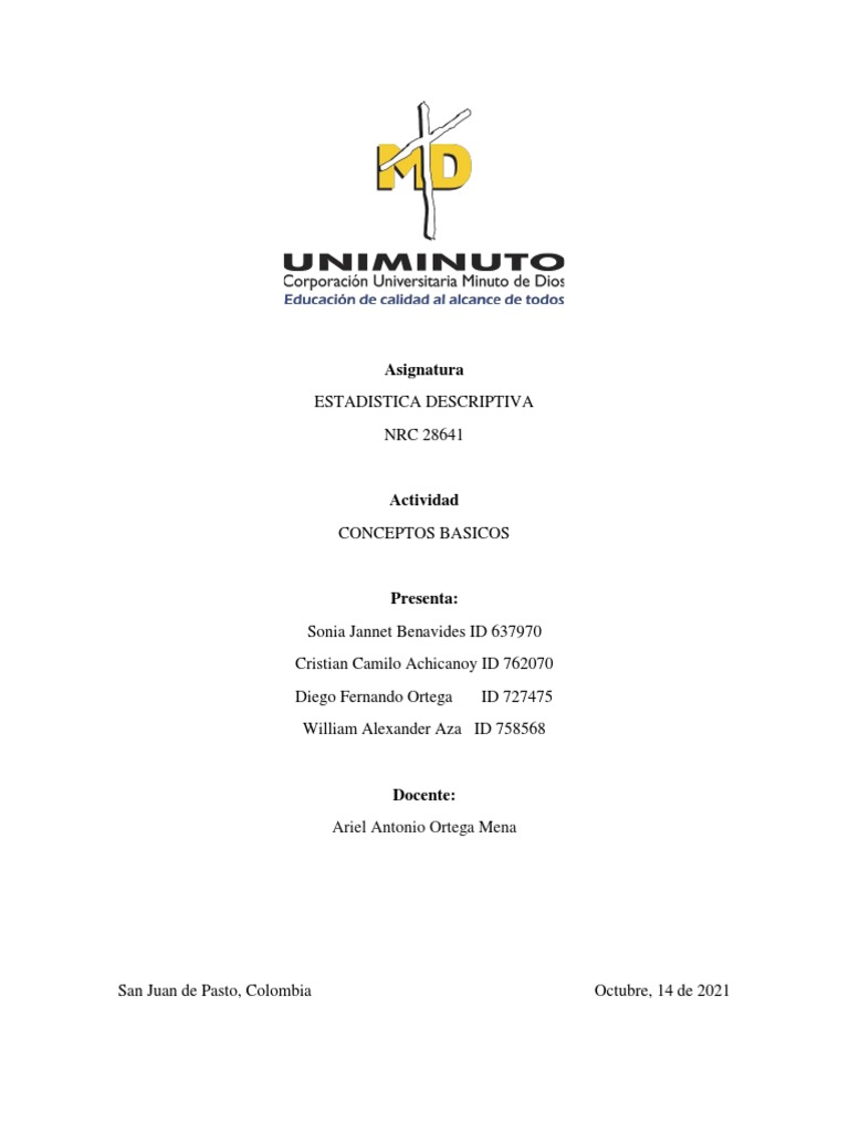 Taller 1 - Conceptos Básicos COMPLETO | PDF | Estadísticas