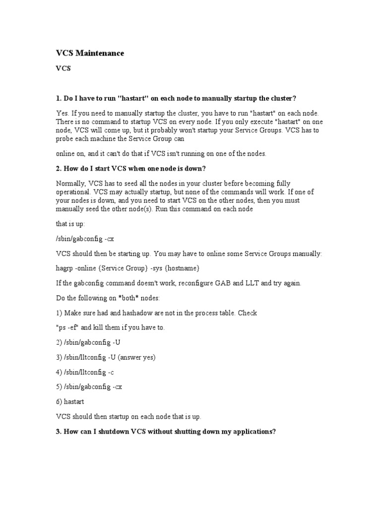 VCS Maintenance Guide | PDF | Computer Cluster | File System