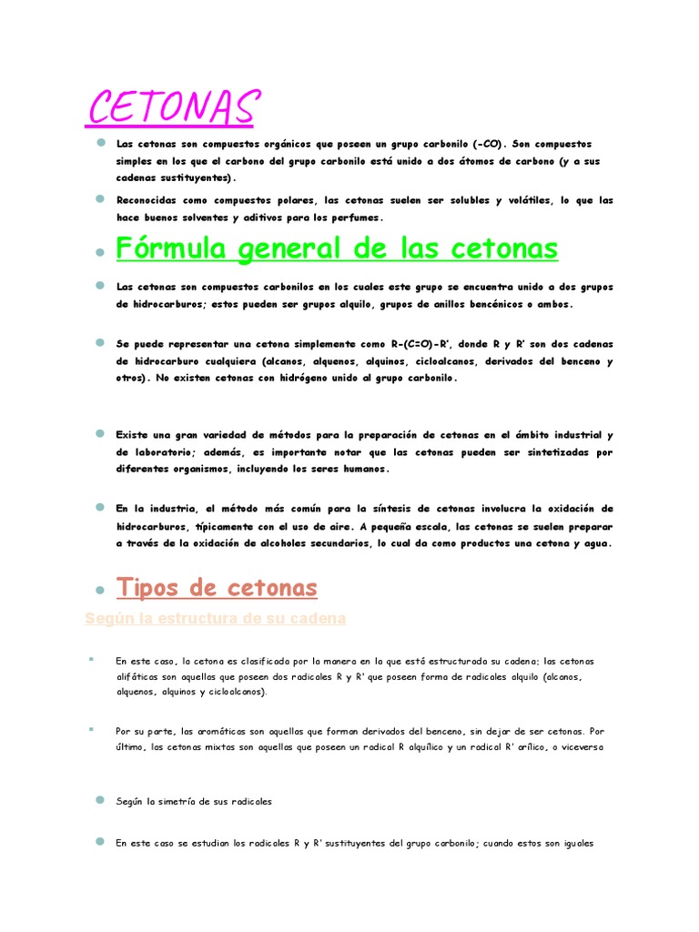 Cetonas: Estructura, Propiedades y Usos | PDF | Cetona | Hidrocarburos