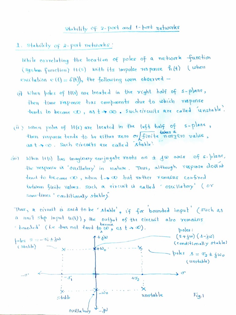 Stability of 2-Port and 1-Port Networks | PDF | Electrical Engineering | Electronic Circuits