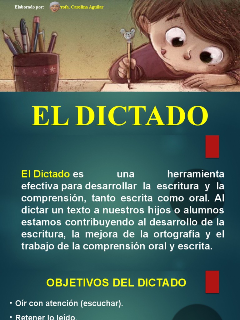 El Dictado | PDF | Salón de clases | Comprensión lectora