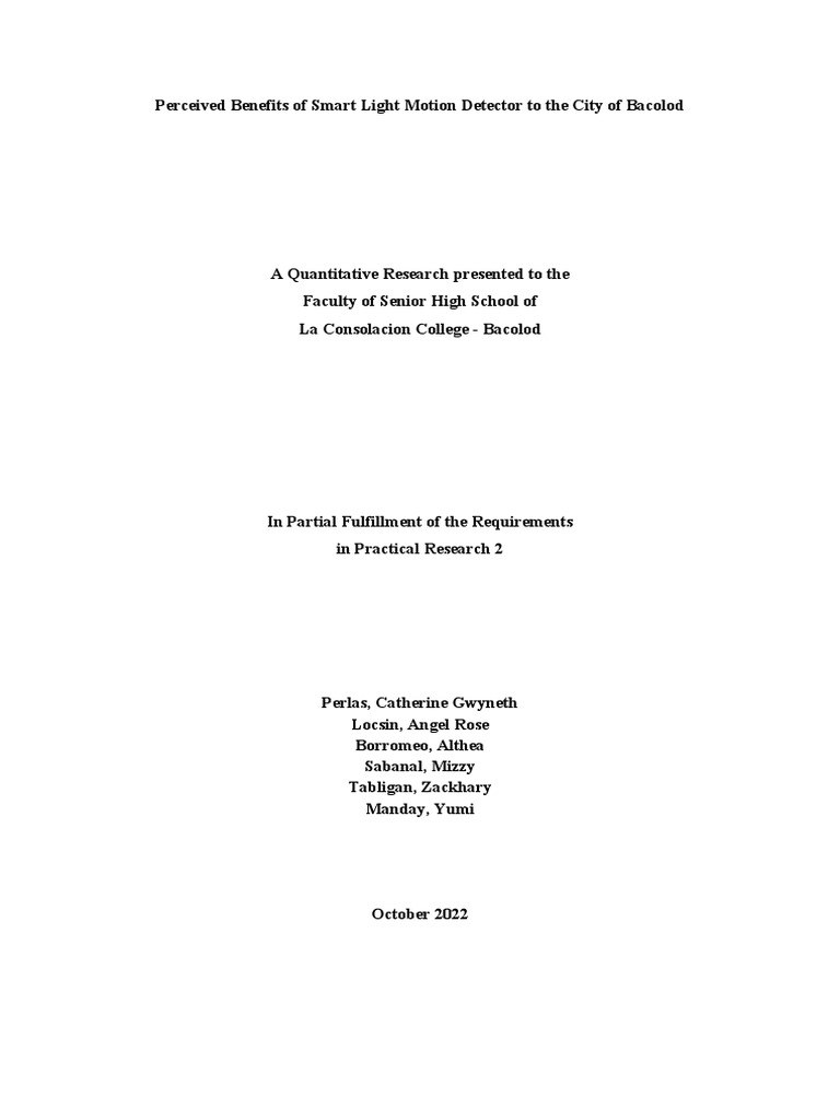 Smart Light Motion Detector | PDF | Survey Methodology | Validity ...