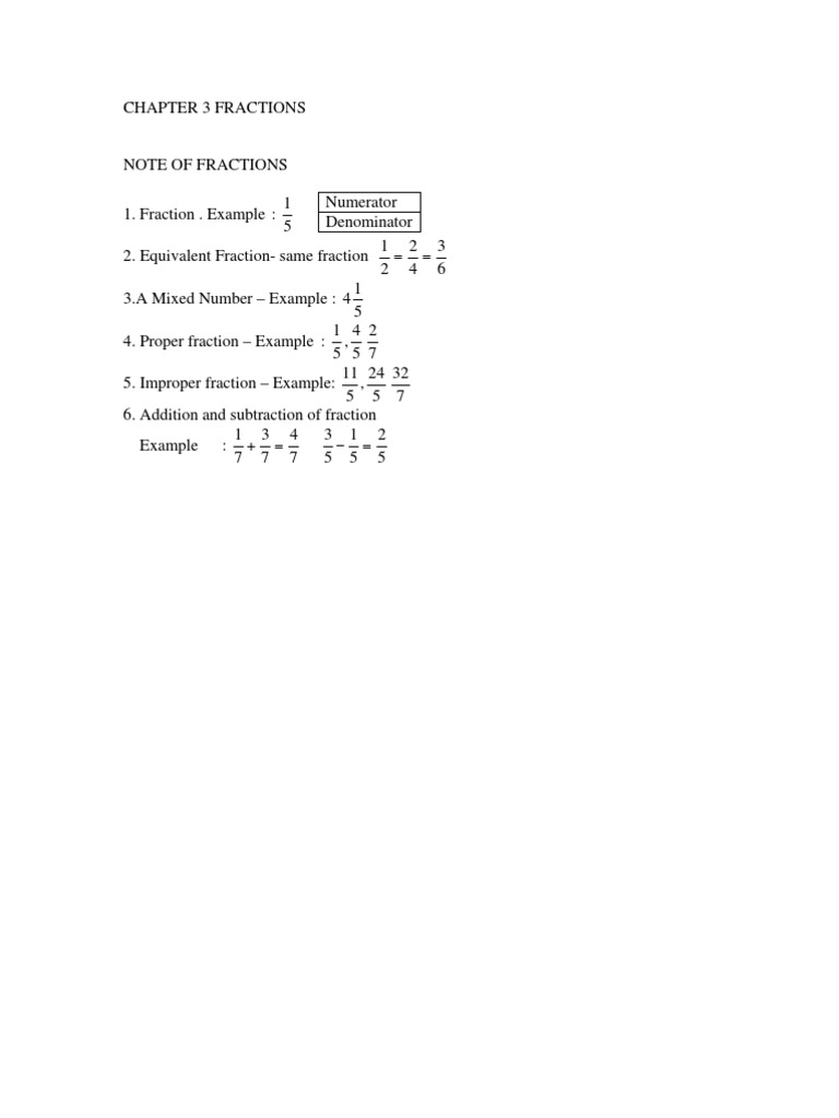 Chapter 3 Fractions | PDF