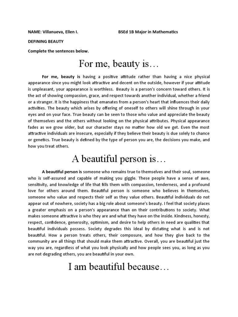 Defining Beauty | PDF | Beauty | Self Esteem