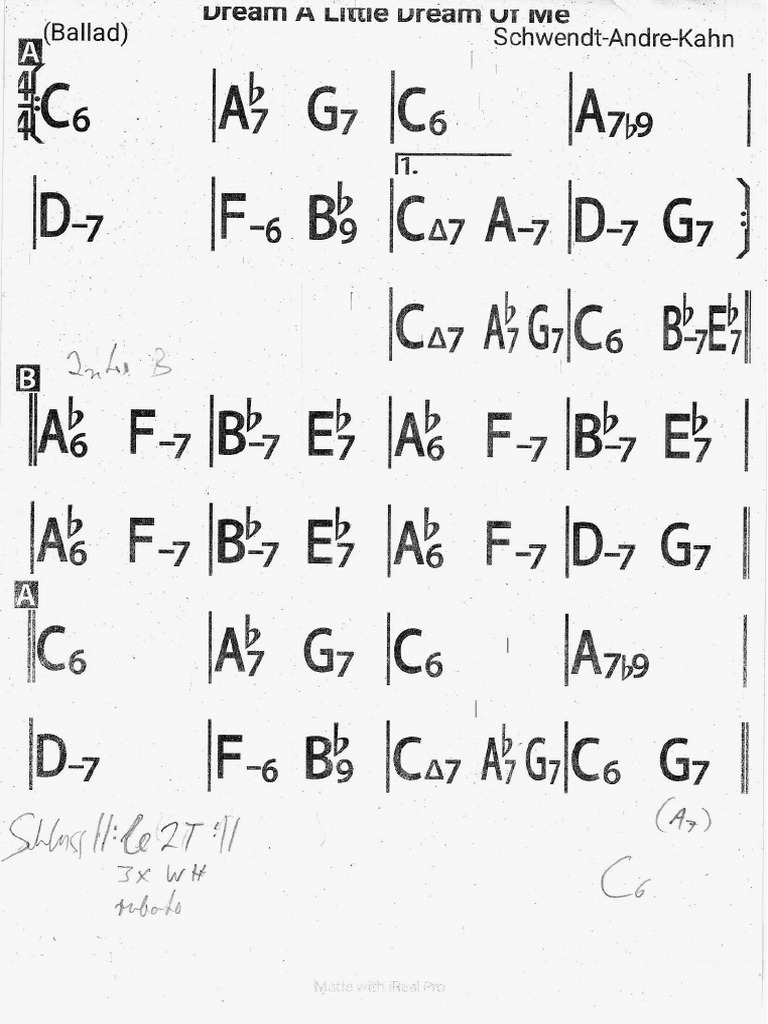 Dream A Little Dream of Me Music Sheet Lyric | PDF