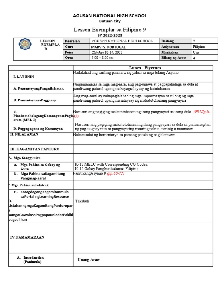 Dula Lesson Exemplar | PDF