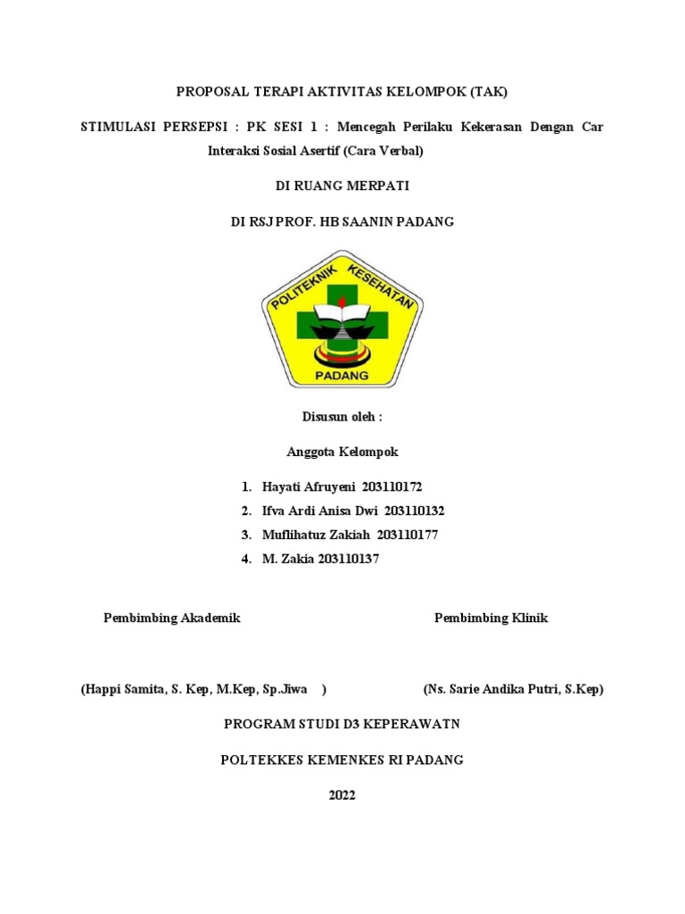 Proposal Tak PK Sesi 3 - D3 Poltekkes Kemenkes Padang 2 | PDF