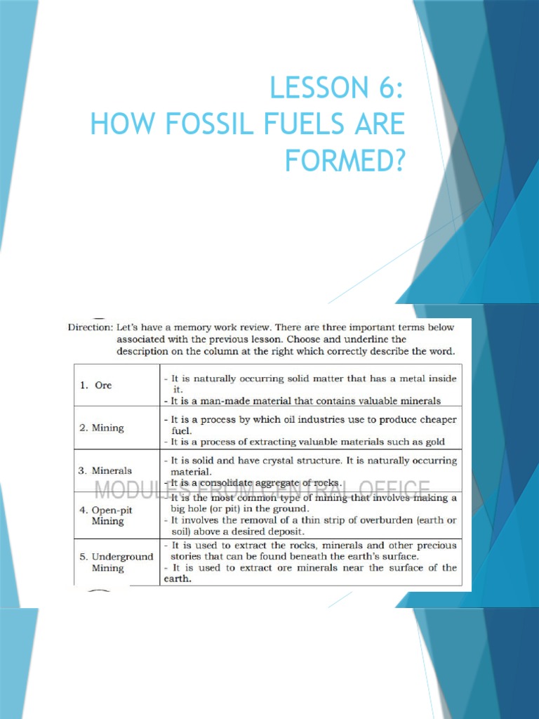 Es q1 m6 Fossil Fuel Formation | PDF | Petroleum | Natural Gas